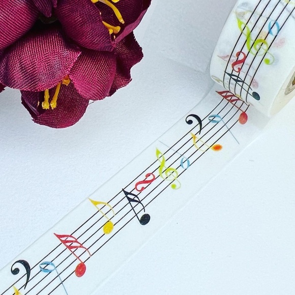 Office | Range Of Music Notes On Staff In Color Washi Tape 1 Roll ...